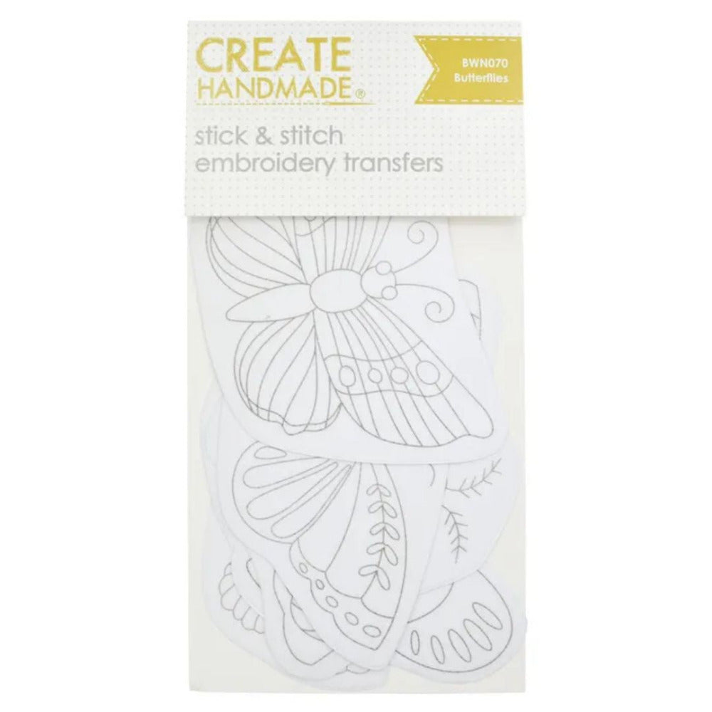 Create Handmade Stick & Stitch Embroidery Transfers - 6 Butterflies ...